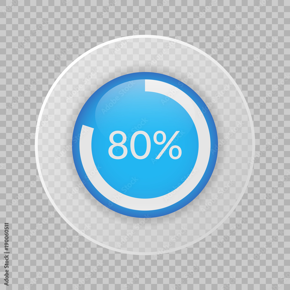 80 percent pie chart on transparent background. Percentage vector ...