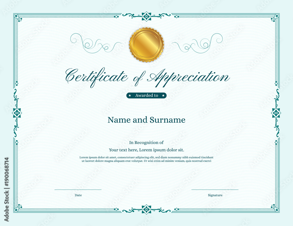 Luxury certificate template with elegant border frame, Diploma design for graduation or ...