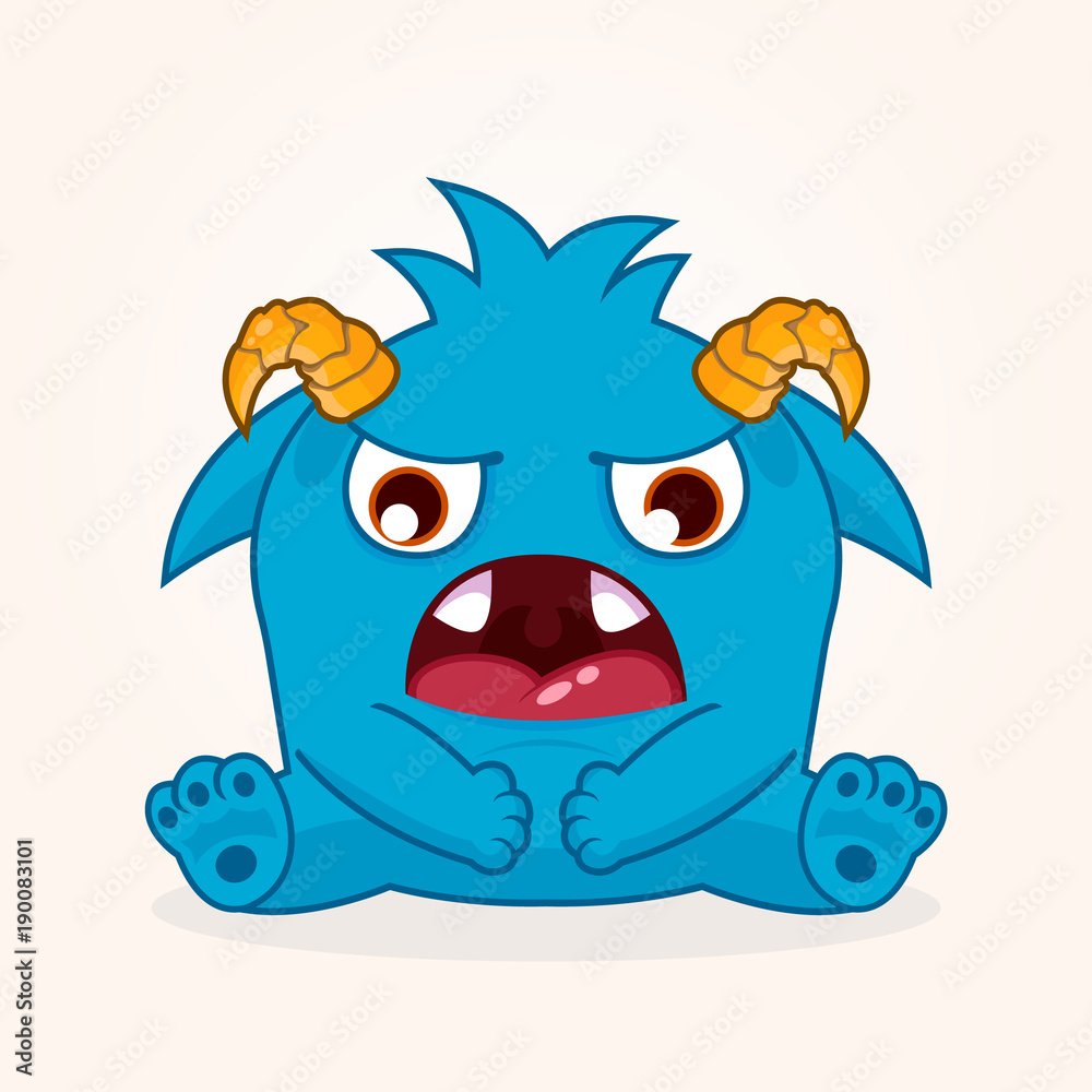 Cute cartoon monster. Sad monster illustration Stock Vector | Adobe Stock