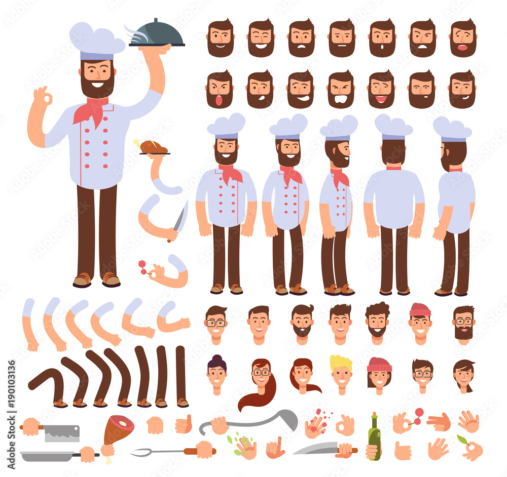 Vector de Stock Cartoon chef animated vector creation character ...