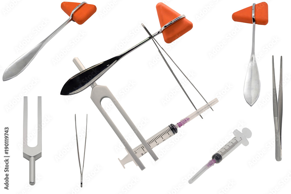 doctor tools hammer jerk forceps tuning fork syringr with needle for ...
