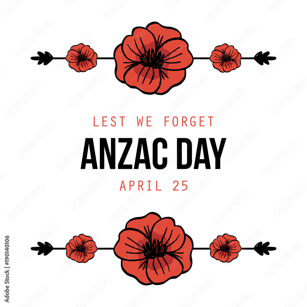 Anzac Day, national day of remembrance in Australia, card template with ...