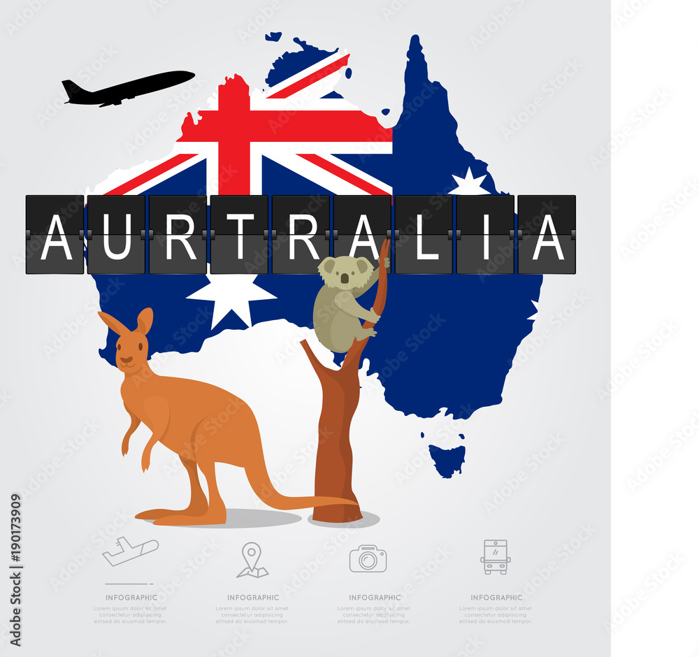 Traveling to Australia with map of infographic Stock Vector | Adobe Stock