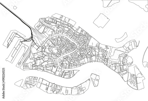 Black and white vector city map of Venice with well organized separated ...