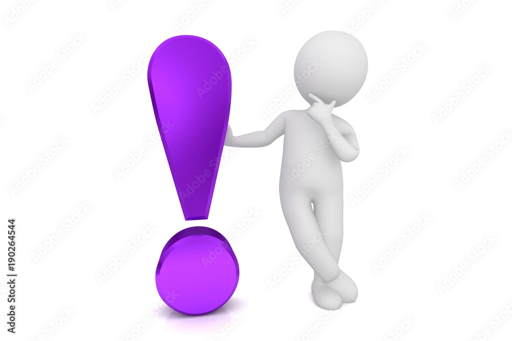 exclamation mark point 3d purple sign symbol icon white man people ...