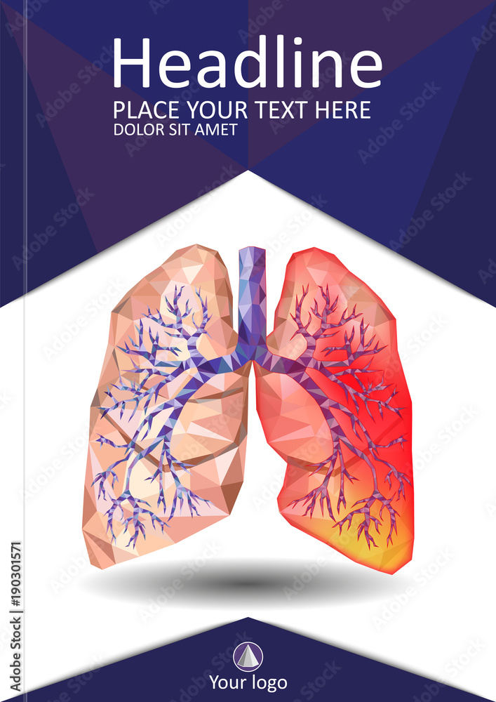 Cover template for books, banner, journal. Sick human realistic lungs ...
