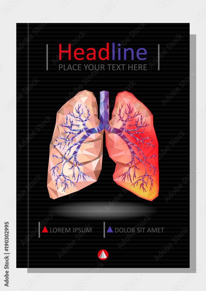 Cover template for books, banner, journal. Sick human realistic lungs ...