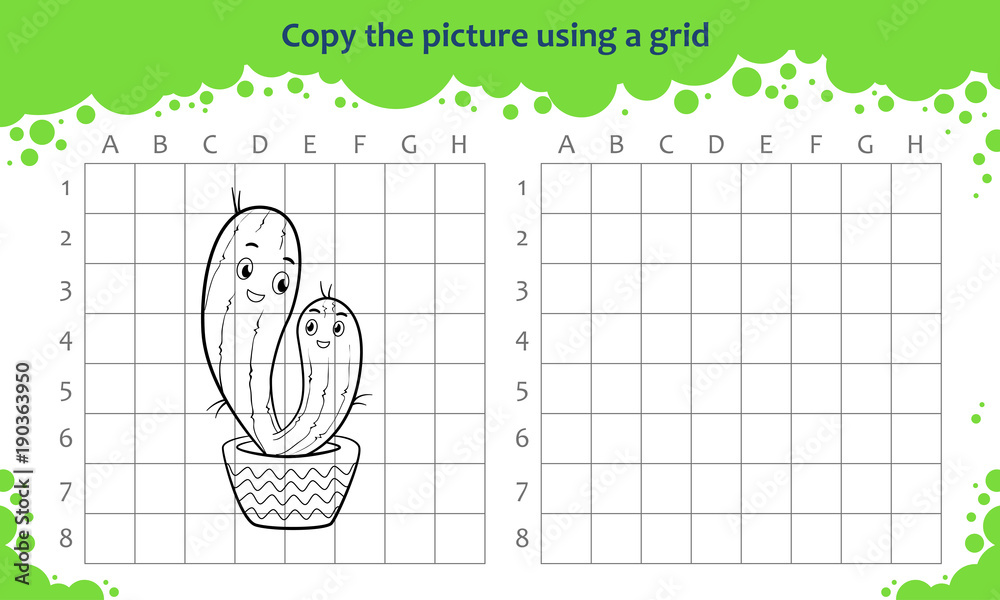 Copy the picture using a grid. Educational game for children. How to ...
