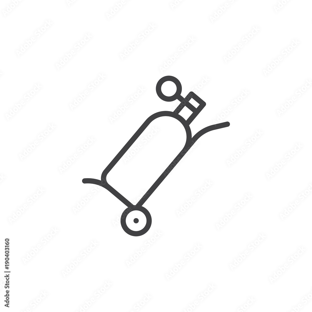 Oxygen tank line icon, outline vector sign, linear style pictogram ...