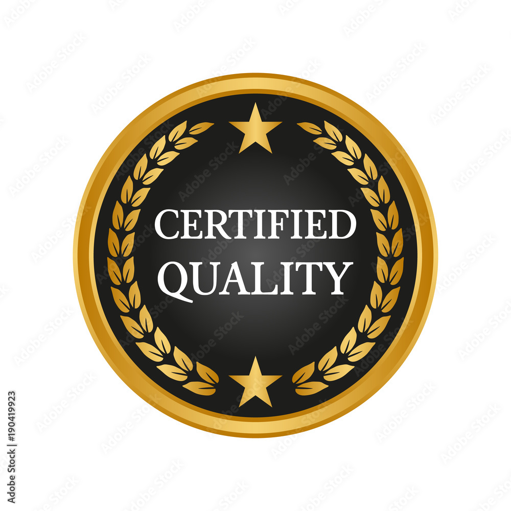 Certified quality badge on white background. Stock Vector | Adobe Stock