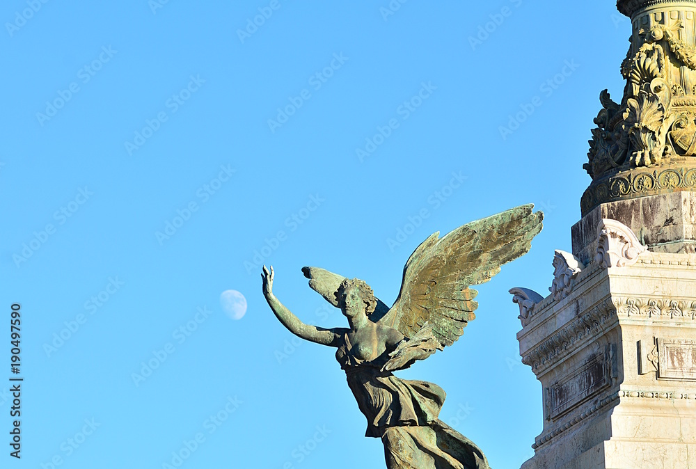 Monument to the fatherland in Rome with statues, symbols of victory ...
