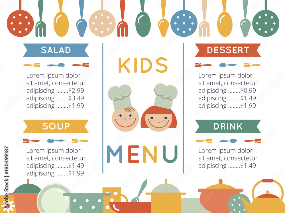 kids menu template Stock Vector | Adobe Stock