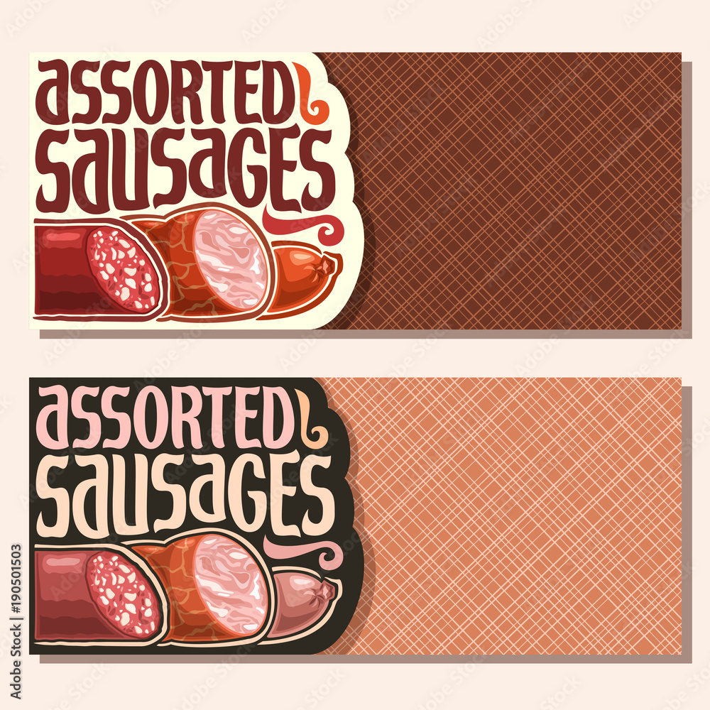 Vector banners for Sausage with copy space, original typeface for title ...