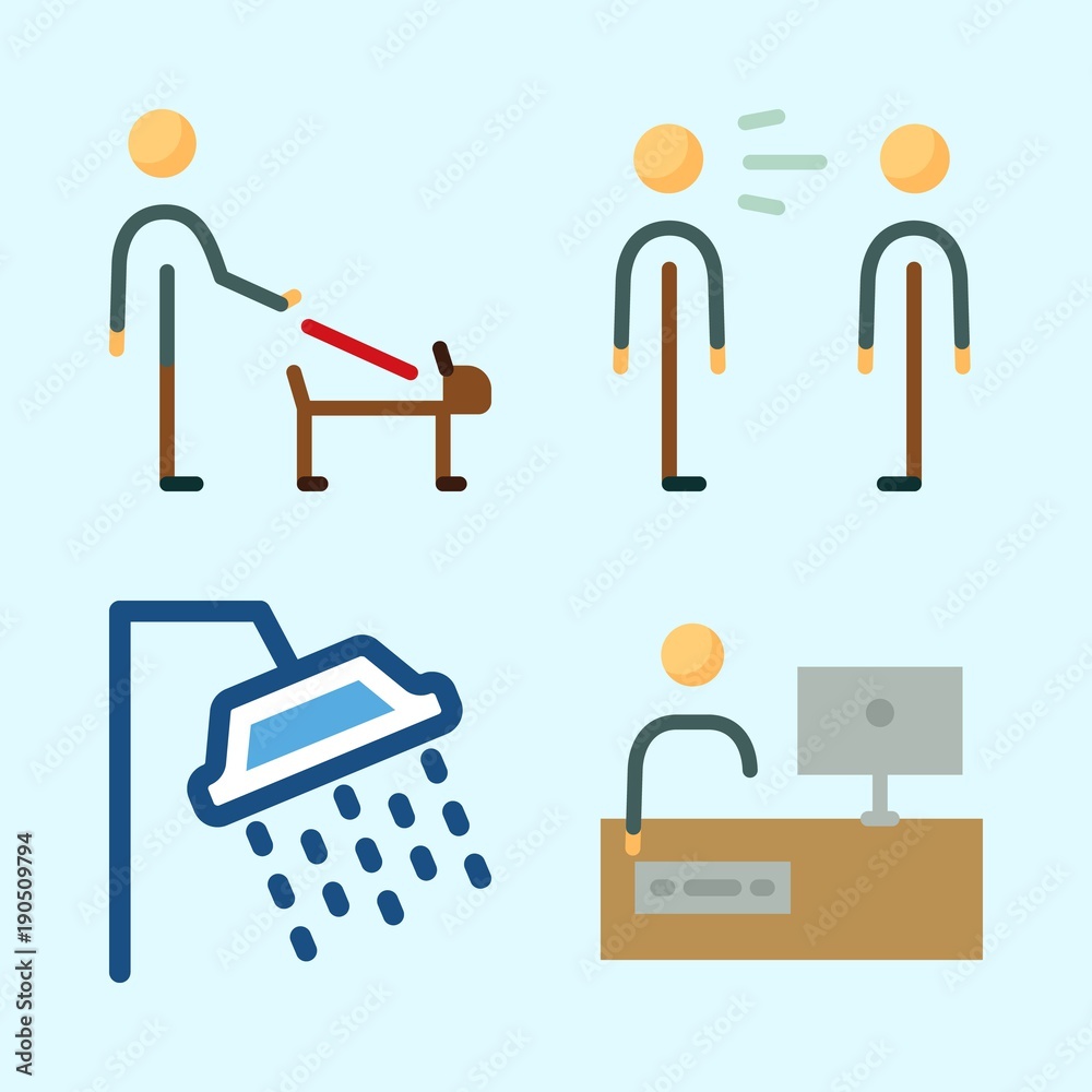 Icons set about Human with responsibility, man, shower, scream, working ...