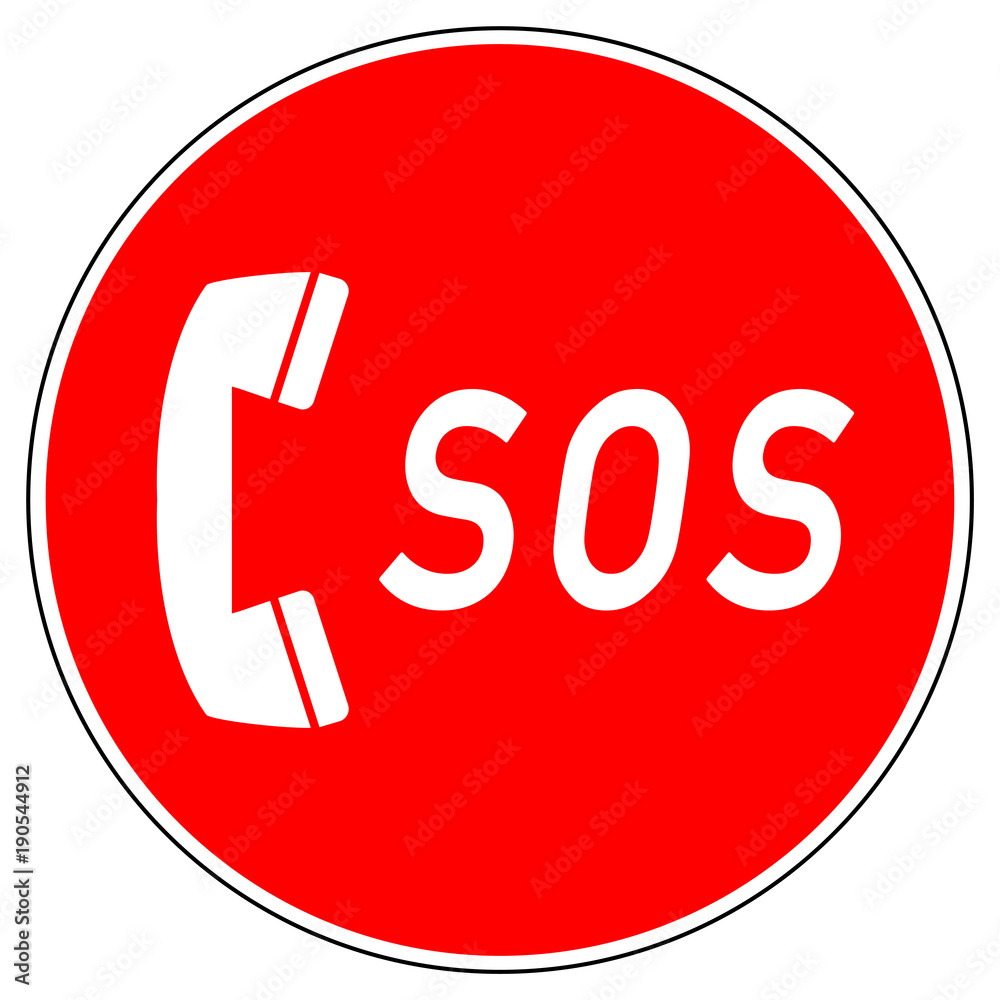 Stock-Illustration „srr334 SignRoundRed - german - Zeichen: eCall / SOS ...
