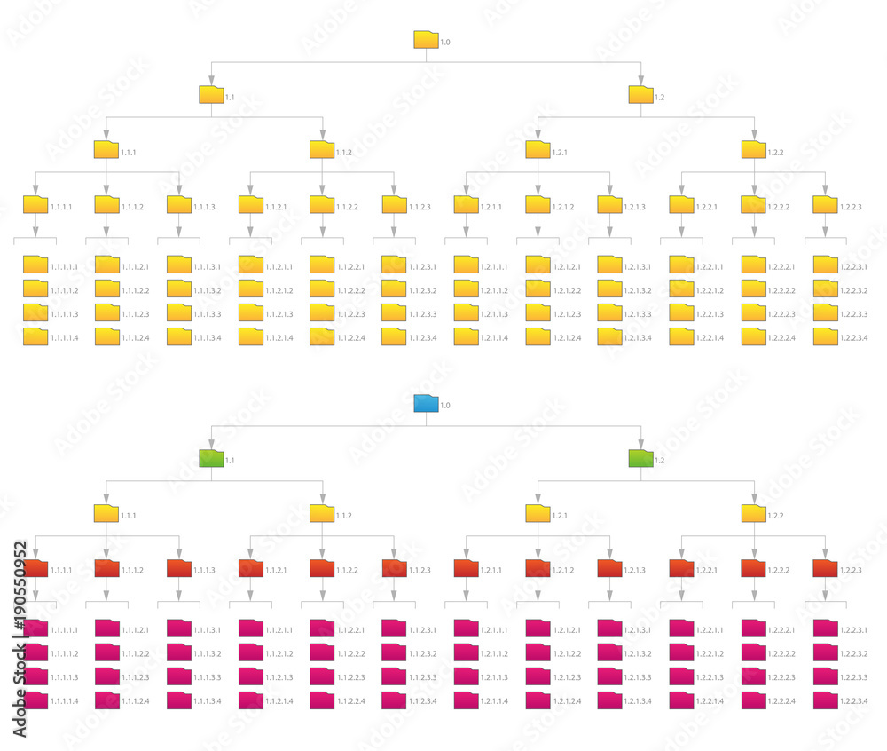 Computer Network File Folder Vertical Numeric Organization Structure ...