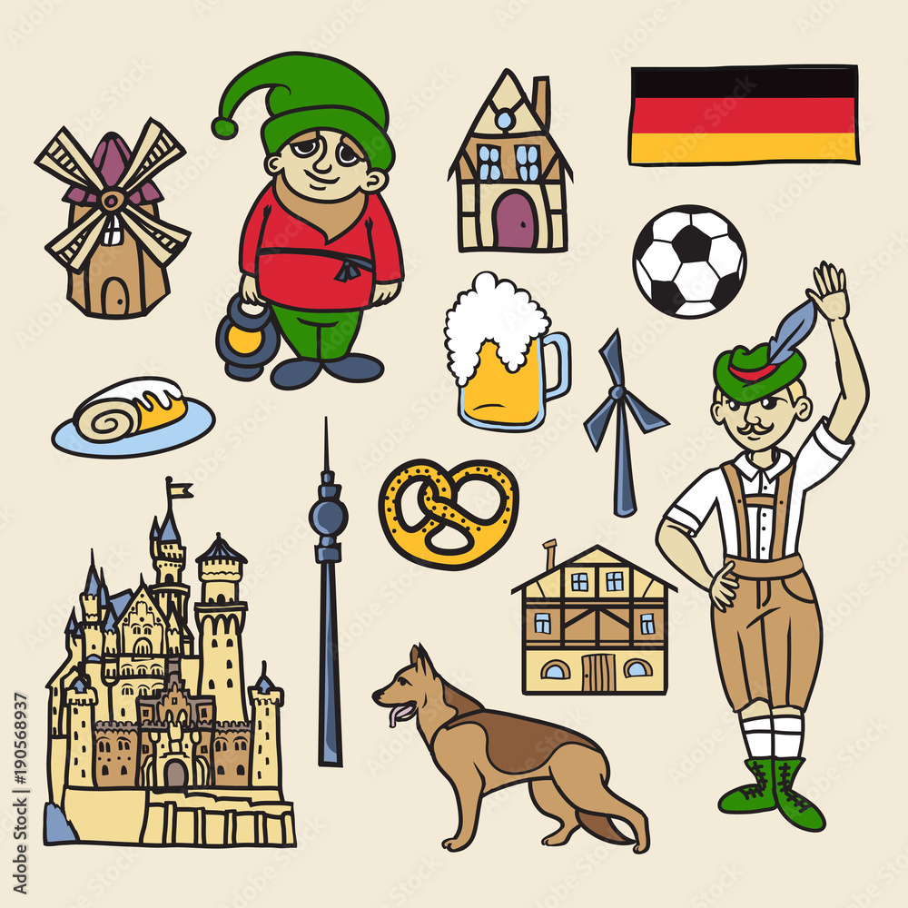 Cartoon elements symbols of Germany Stock Vector | Adobe Stock