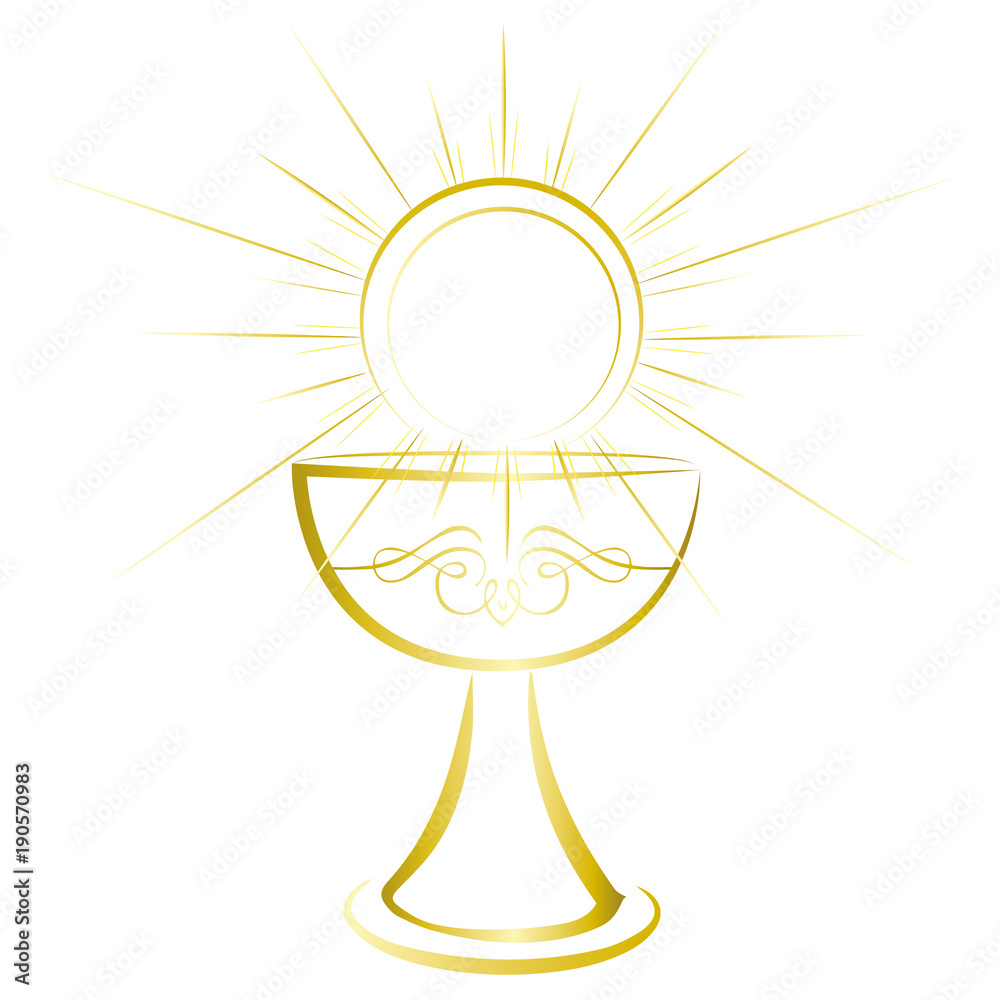 First holy communion symbol - gold chalice. Stock Vector | Adobe Stock