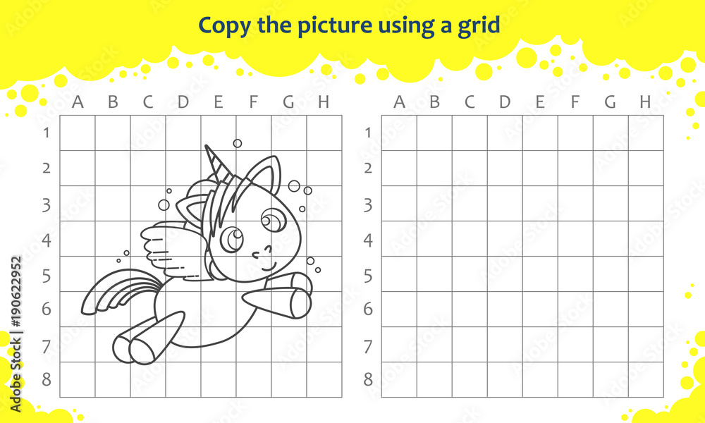 Copy the picture using a grid. Educational game for children. How to ...