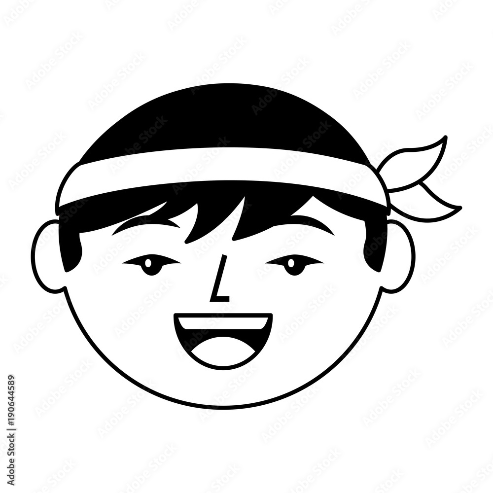 cartoon face cartoon happy chinese man vector illustration black and ...
