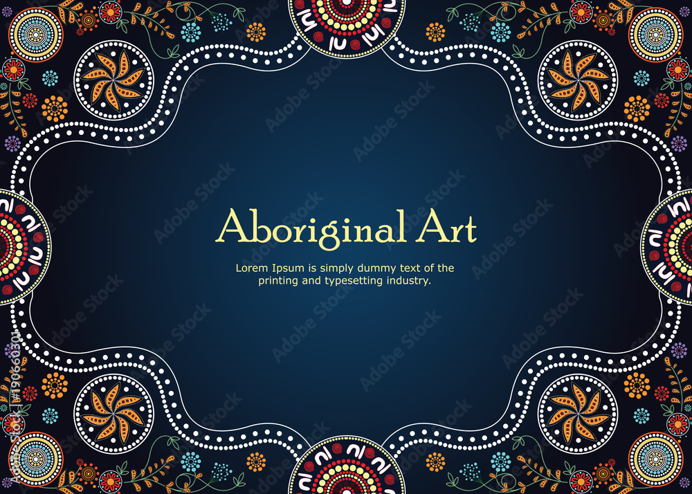 Aboriginal art vector Banner with text. Illustration based on ...