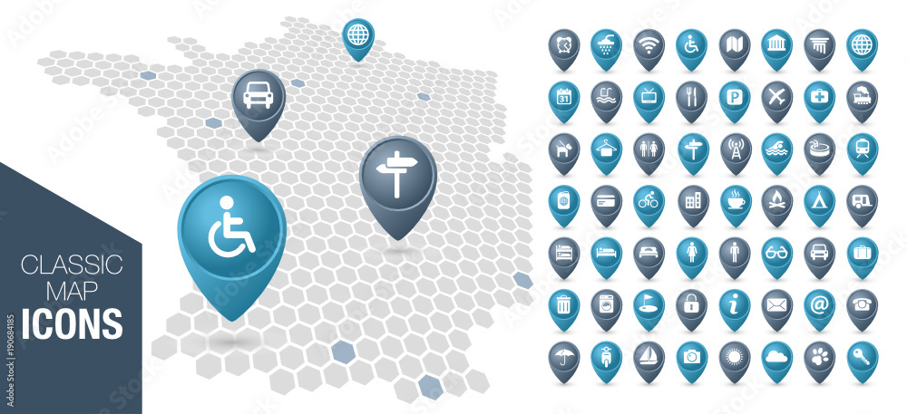 Carte de France et pictogrammes Stock Vector | Adobe Stock