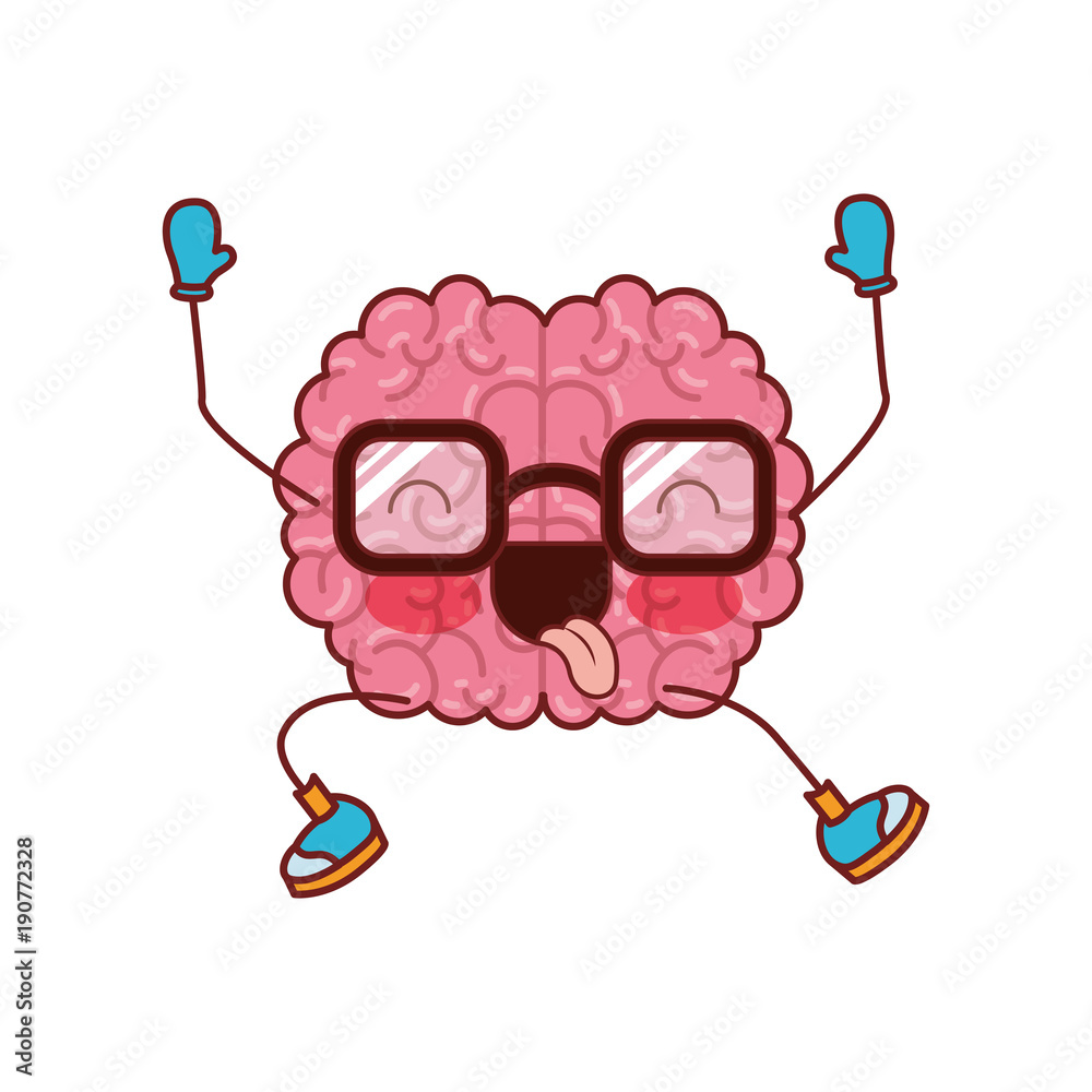 cartoon brain character expression mind intelligence neurology fun ...