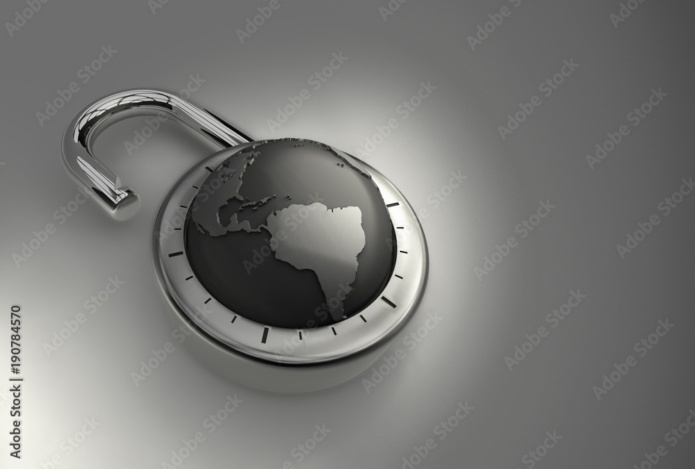 The entire earth unlocked and open for business. A combination padlock ...