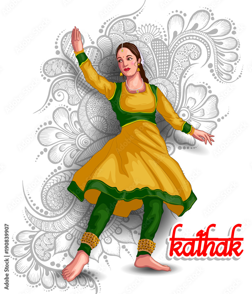 illustration of Indian kathak dance form Stock Vector | Adobe Stock