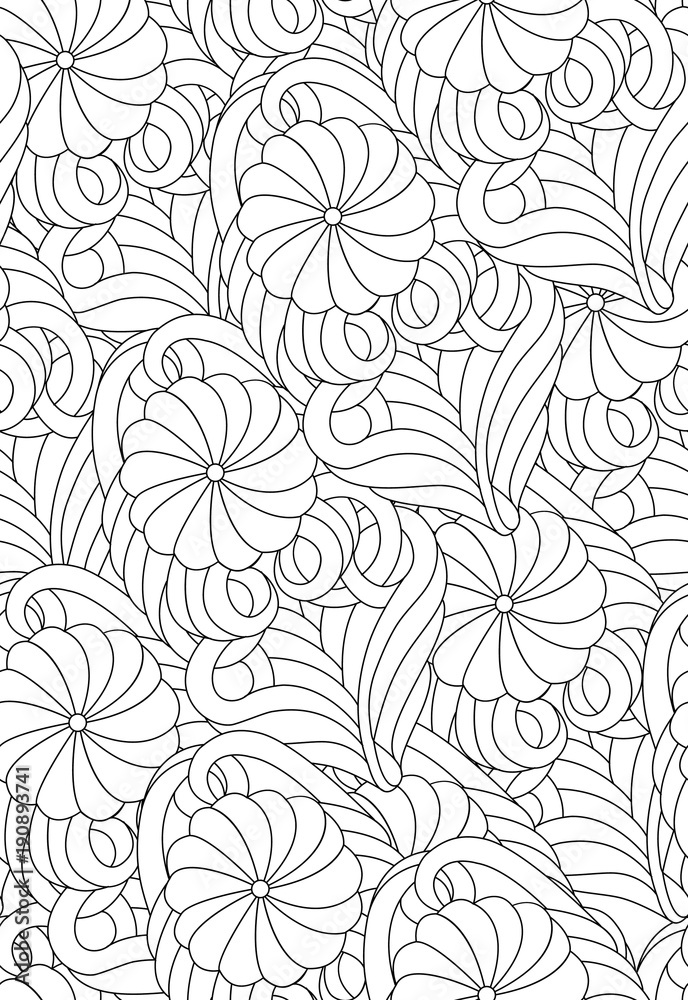 Black and white pattern for coloring.Hand- drawing abstract doodles ...