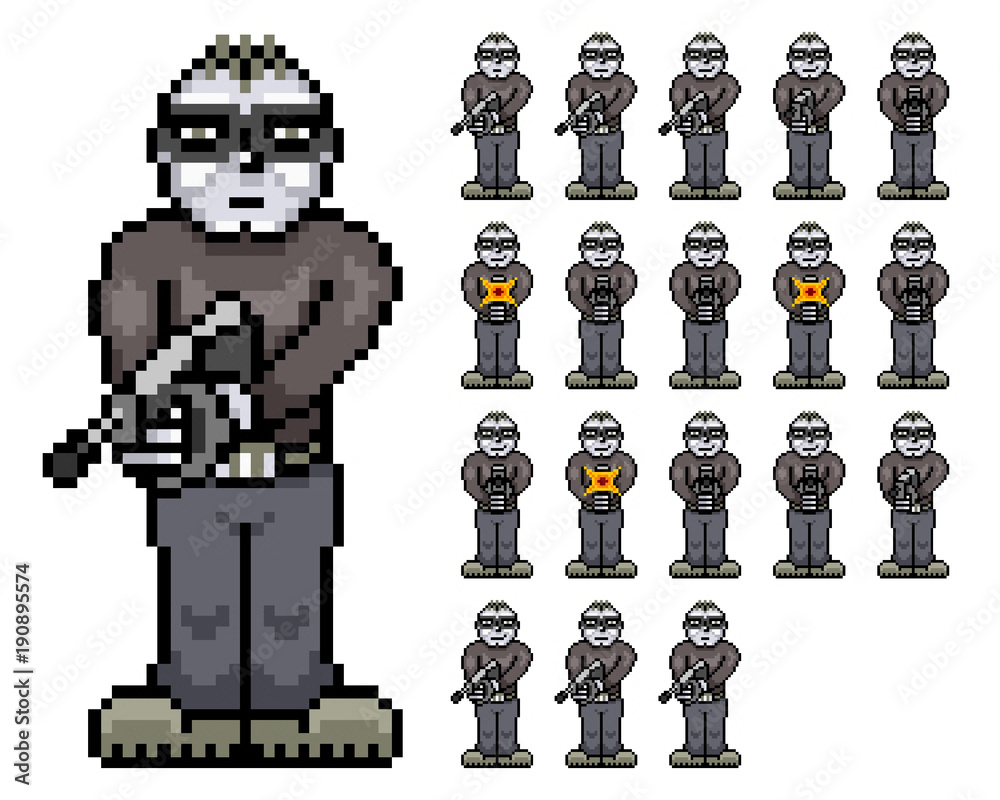Foto de Stock Bad Guy - Tommy Tombstone Retro Pixel Art Sprite Sheet ...