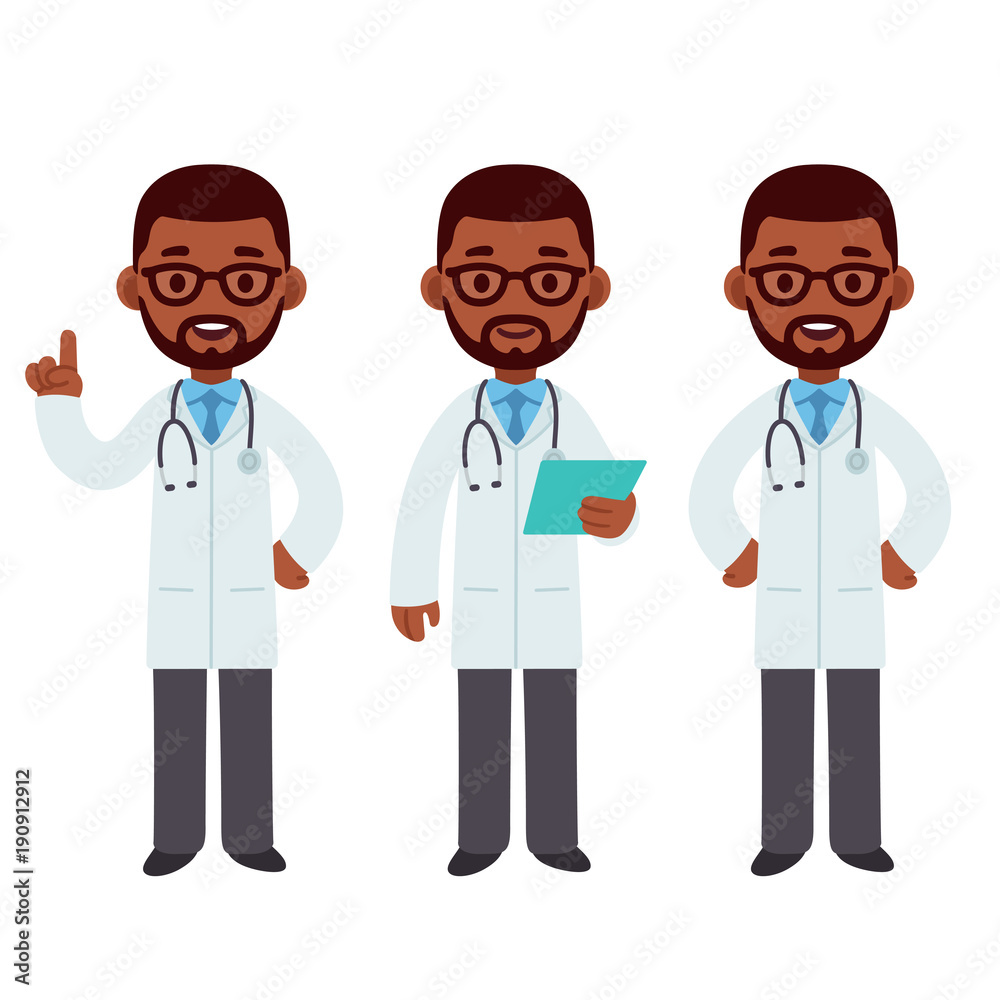 Black male doctor cartoon set Stock Vector | Adobe Stock