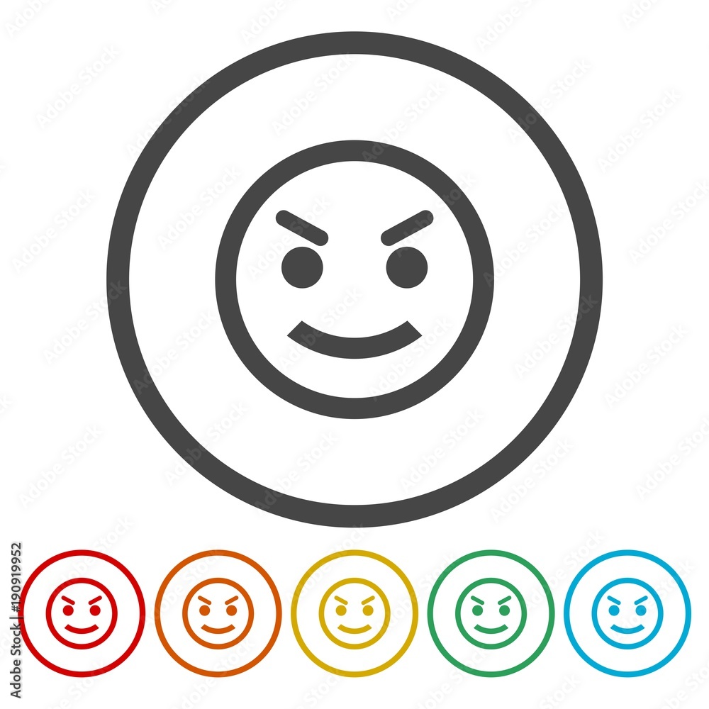Angry emoticon, emoji, 6 Colors Included Stock Vector | Adobe Stock