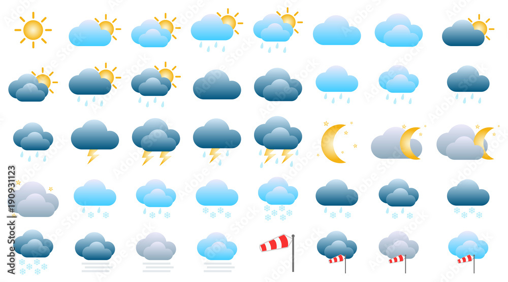 Stock-Vektorgrafik „40 Wetter Icons Set“ | Adobe Stock