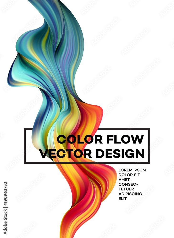 Modern colorful flow poster. Wave Liquid shape in white color ...