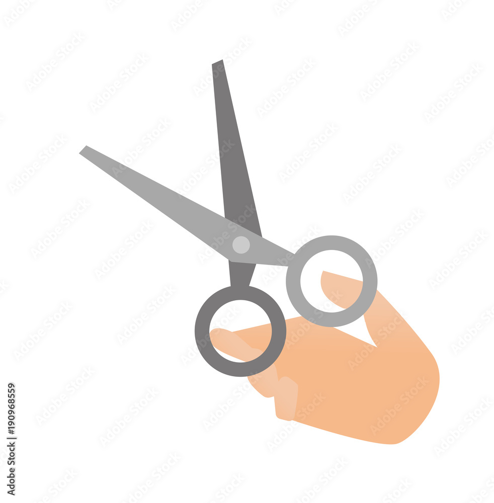 Human hand holding scissors vector cartoon illustration isolated on ...