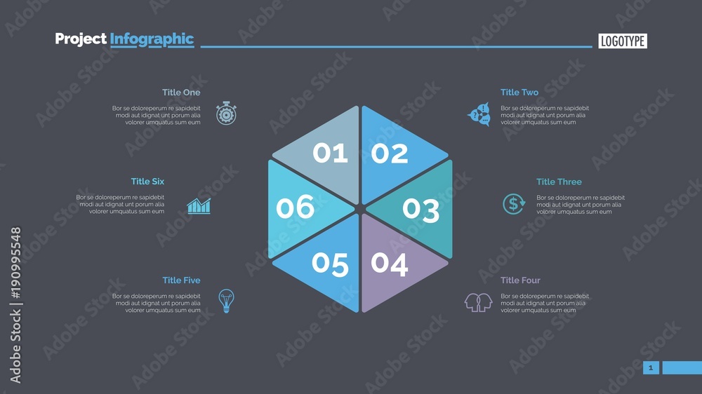 Hexagon Diagram Slide Template Stock Vector Adobe Stock