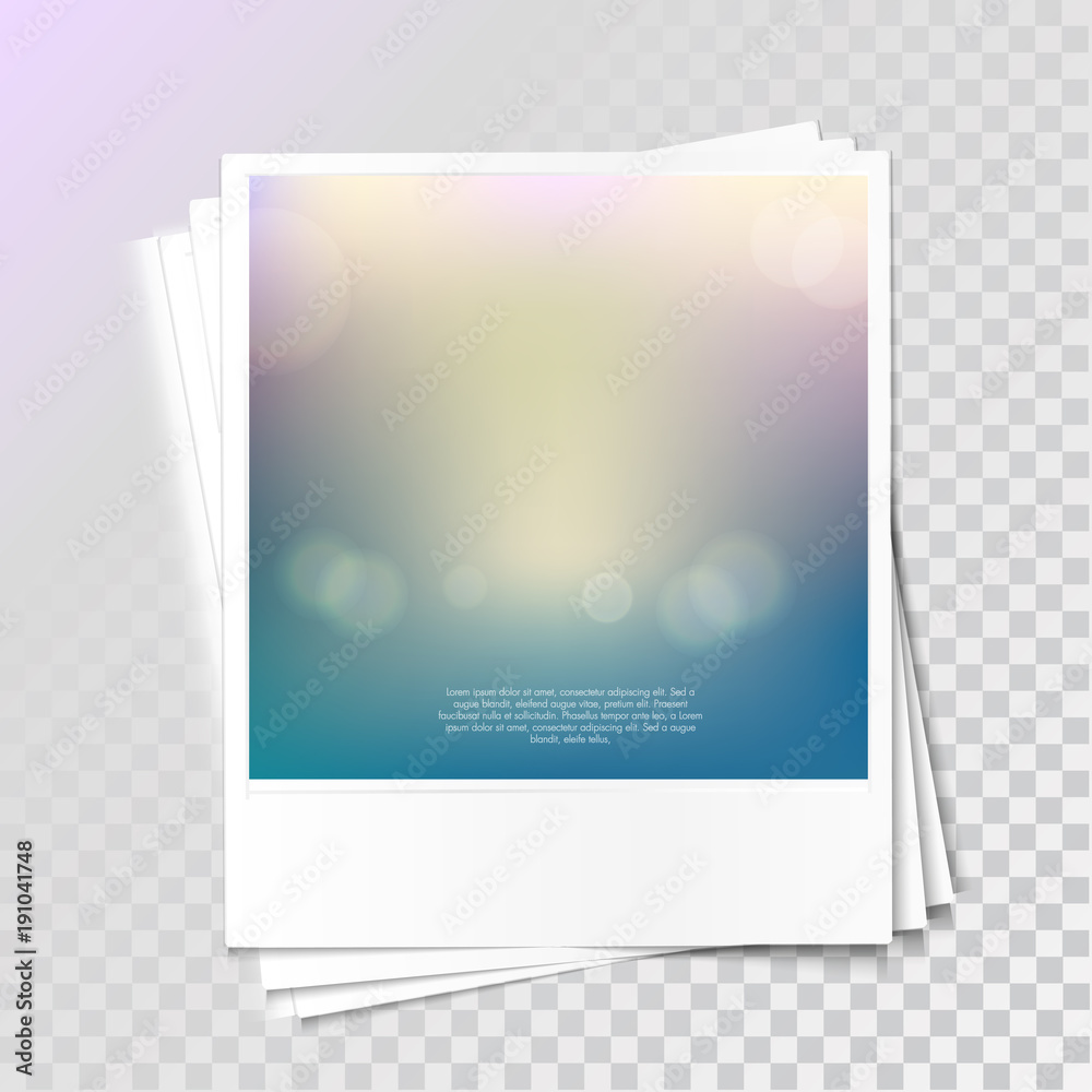 photo frame on a transparent background with blurred images. Vector ...