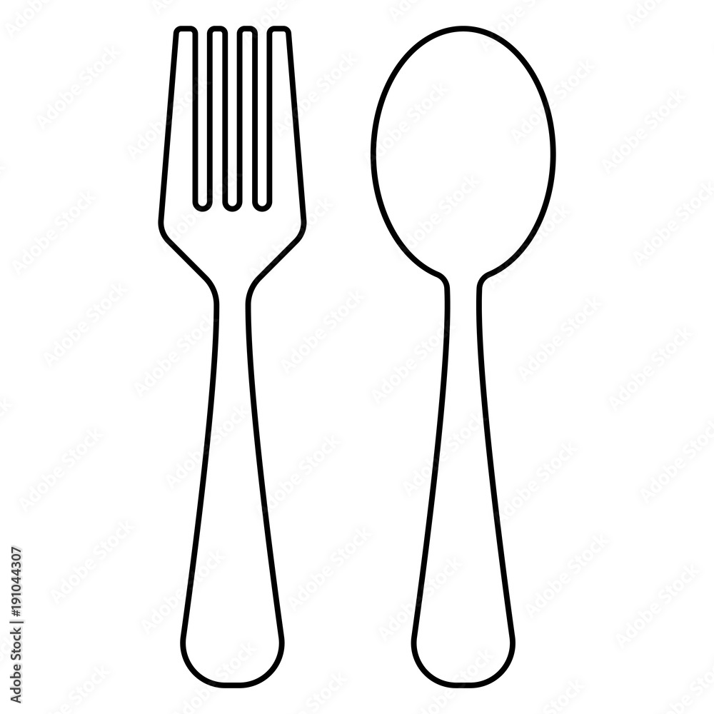 spoon and fork outline vector Stock Vector | Adobe Stock