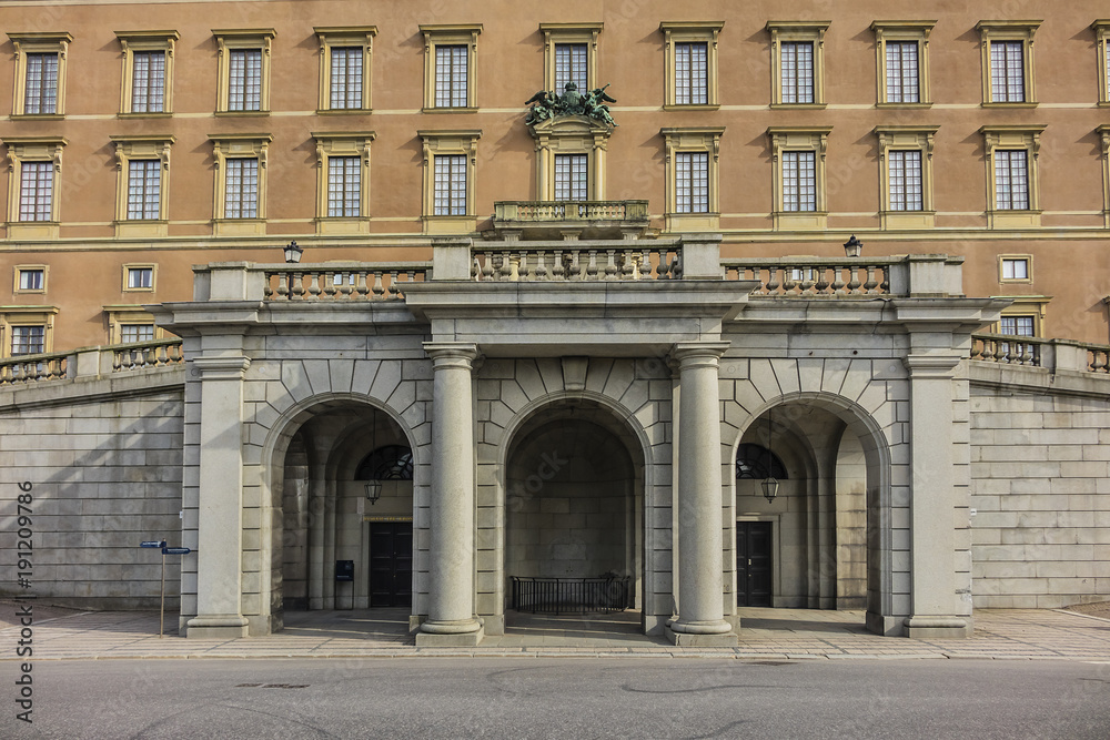 View of Royal Palace northern facade (Stockholms slott or Kungliga ...