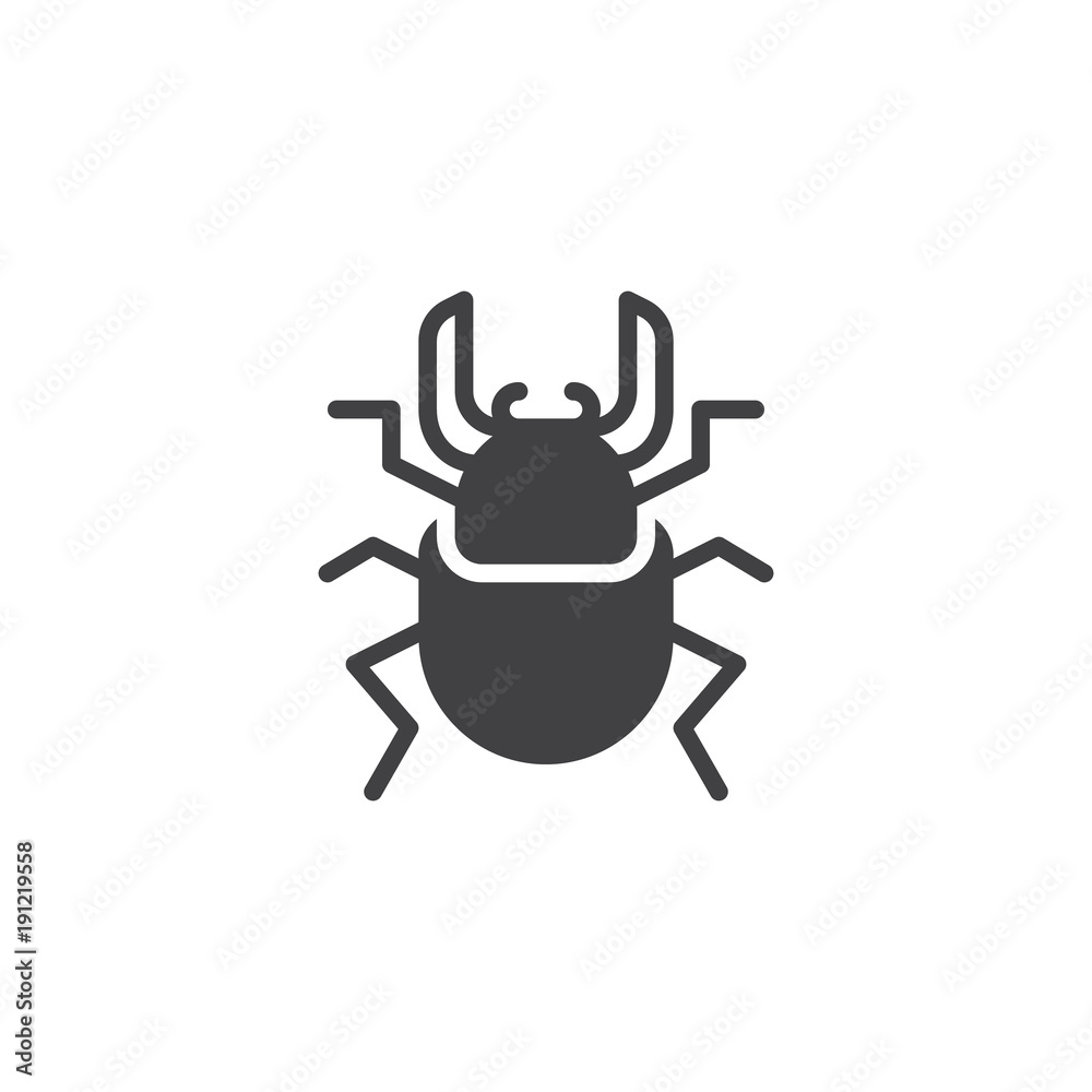Stag beetle icon vector, filled flat sign, solid pictogram isolated on ...
