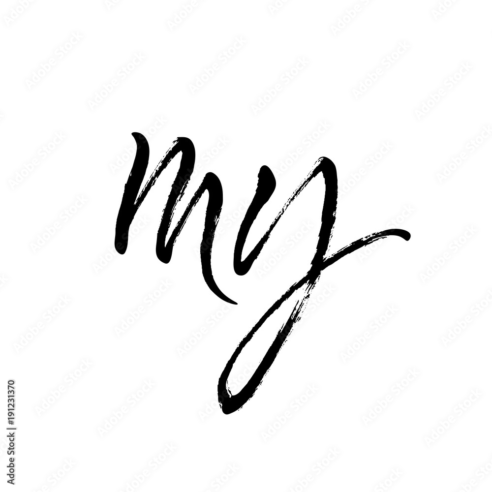 Handwritten word My. St.Valentine's Day message. Dry brush lettering ...