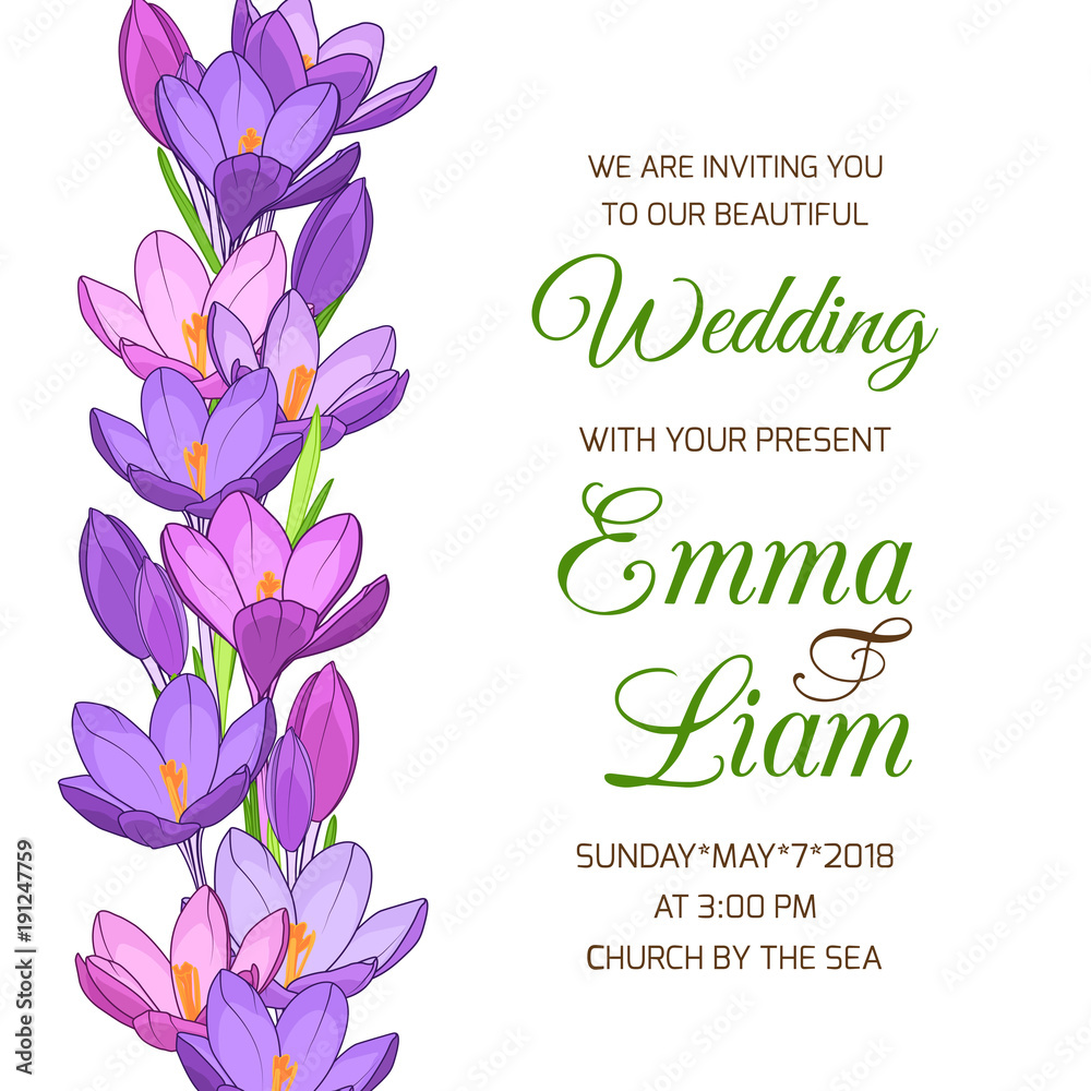 Wedding invitation card template. Marriage event save the date RSVP ...