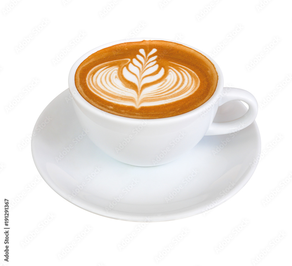 Foto Stok Hot coffee latte with beautiful milk foam latte art texture ...