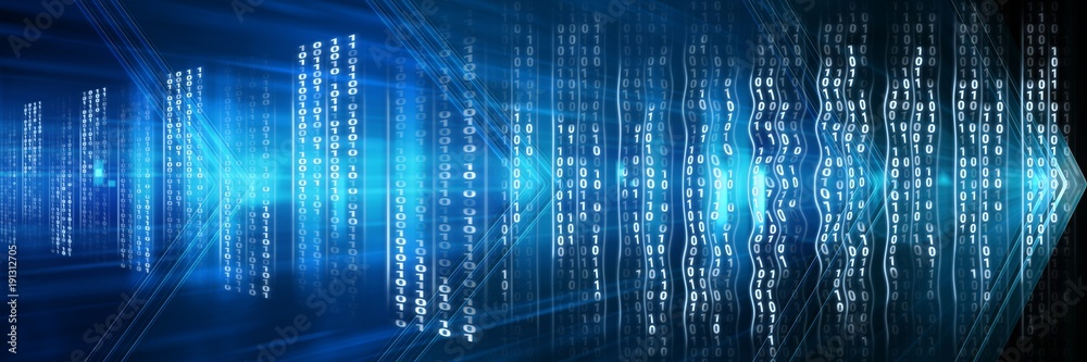 Code binary interface and blue background Stock Photo | Adobe Stock