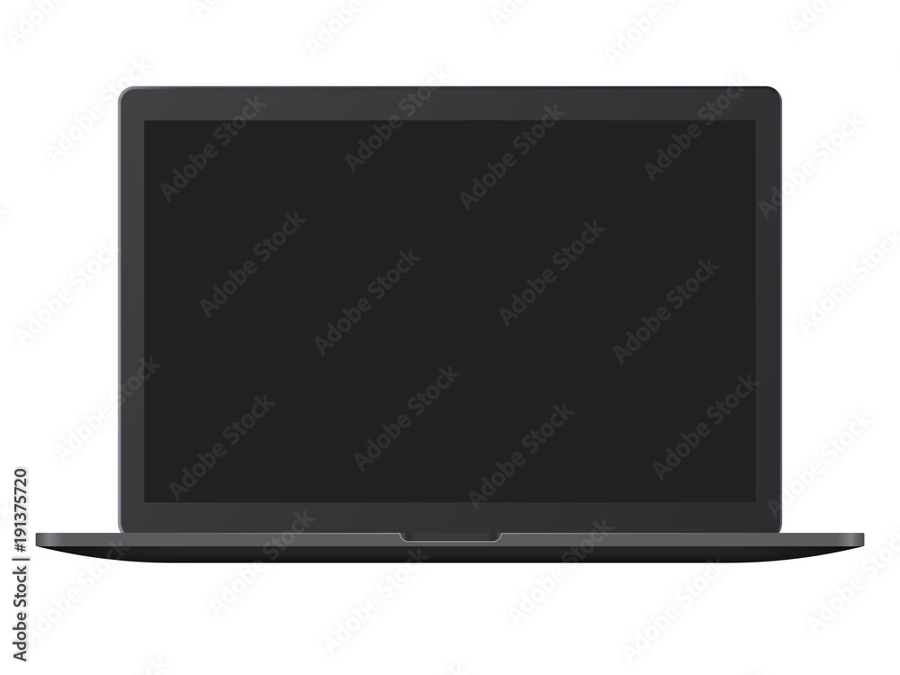 Modern black frosted open laptop isolated on white background ...