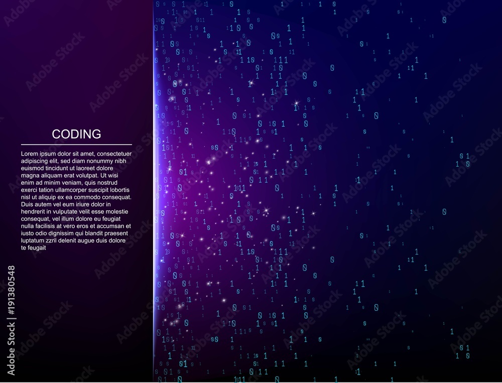 Binary Computer Code. Abstract technology background. Digital binary data. Matrix, data, coding ...