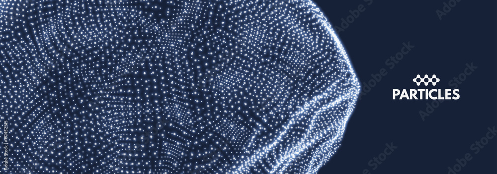 Array with Dynamic Particles. 3D Technology Style. Abstract Background ...