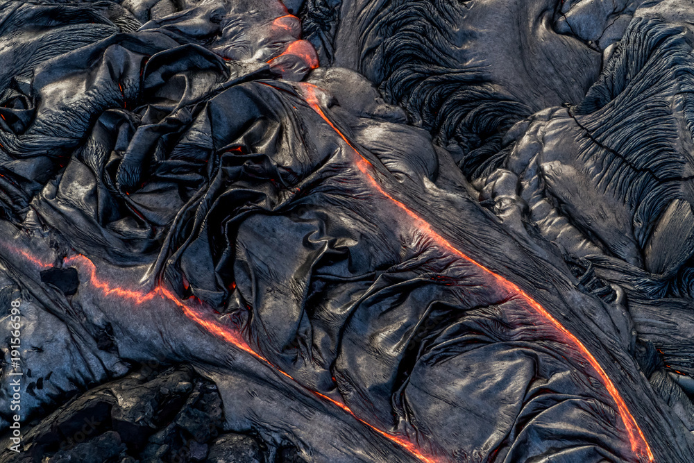 Aerial photos of lava breakouts on Kilauea volcano slope Stock Photo ...