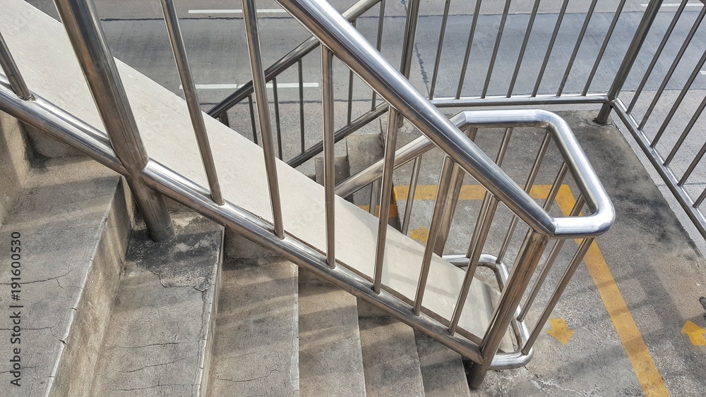 Stainless steel railing.Fall Protection. Stock Photo | Adobe Stock